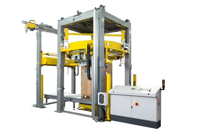 Maquina envolvedora automatica de anillo rotativo para alta produccion ...